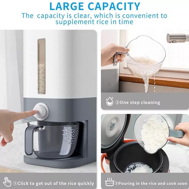 12 KG Rice Dispenser Rice Dispenser Automatic Rice Storage Container 10 ...