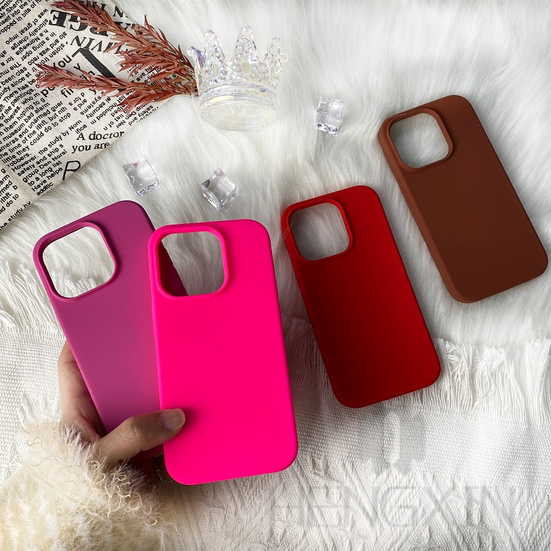 Barbie pink liquid silicone phone case suitable for iPhone 11 12 13 14 ...