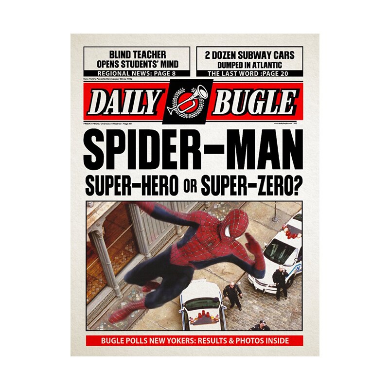 Disney Funny Superhero Spiderman Newspaper Poster Print Avengers Comic ...