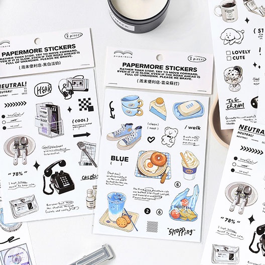 2Pcs /Set Cute Character Sticker Literary Creative Daily Small Objects ...