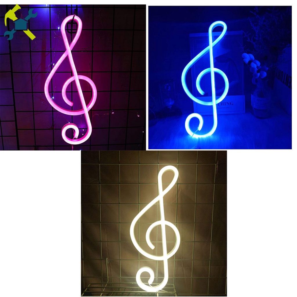 Neon Sign LED Music Note Neon Light Battery/USB Powered Light Up Signs ...