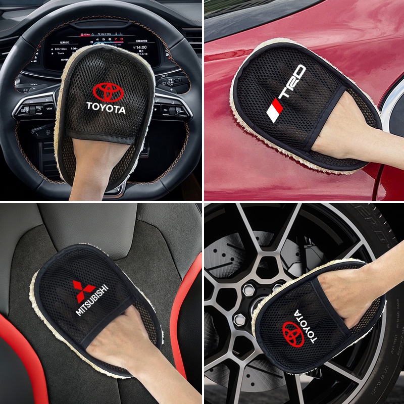 Toyota TRD Mitsubishi Car Care Cleaning Wool Gloves Portable Sponge ...