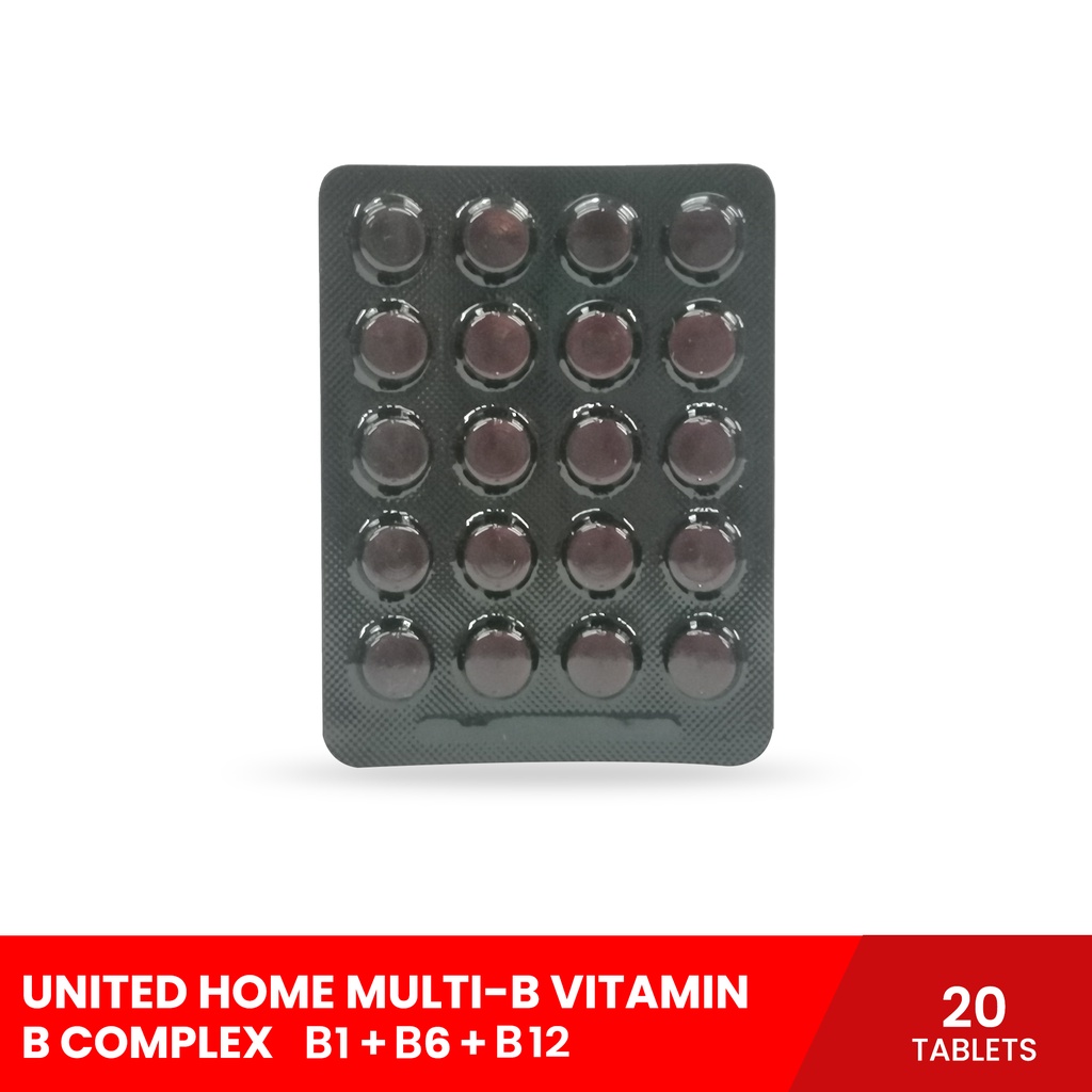 UNITED HOME Multi-B Vitamin B Complex (B1+B6+B12) x 20 tablets (For ...