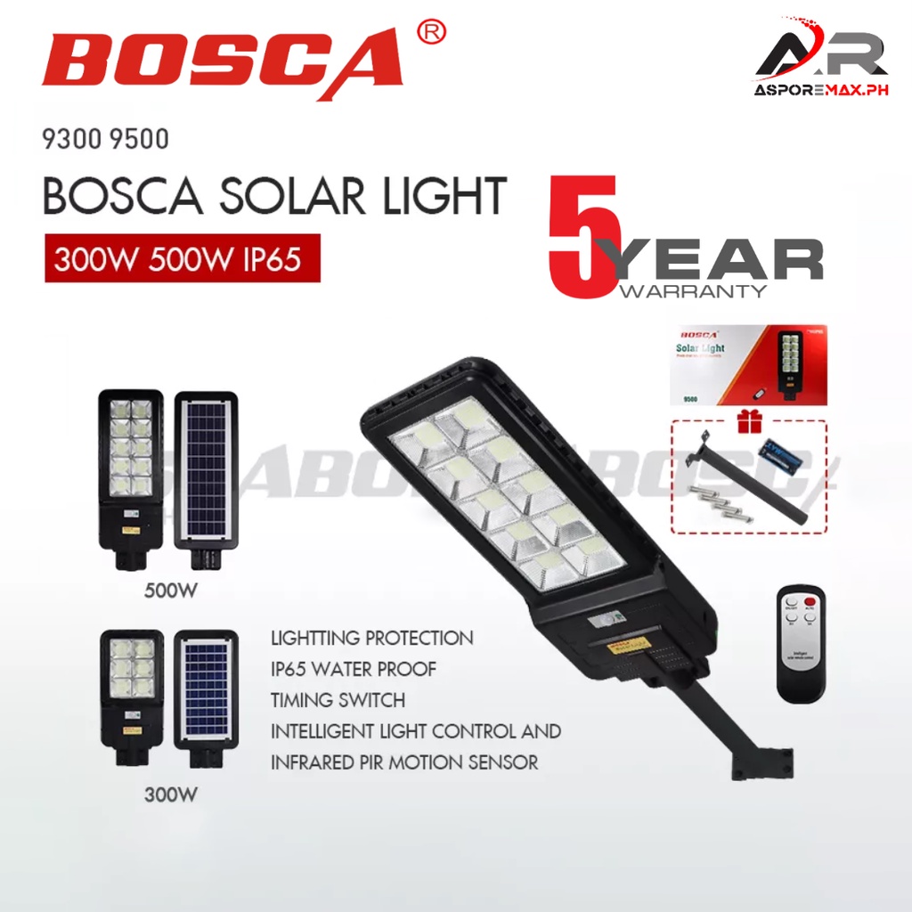 BOSCA 500W Solar LED Street Lights IP65 Waterproof Outdoor Lights With ...