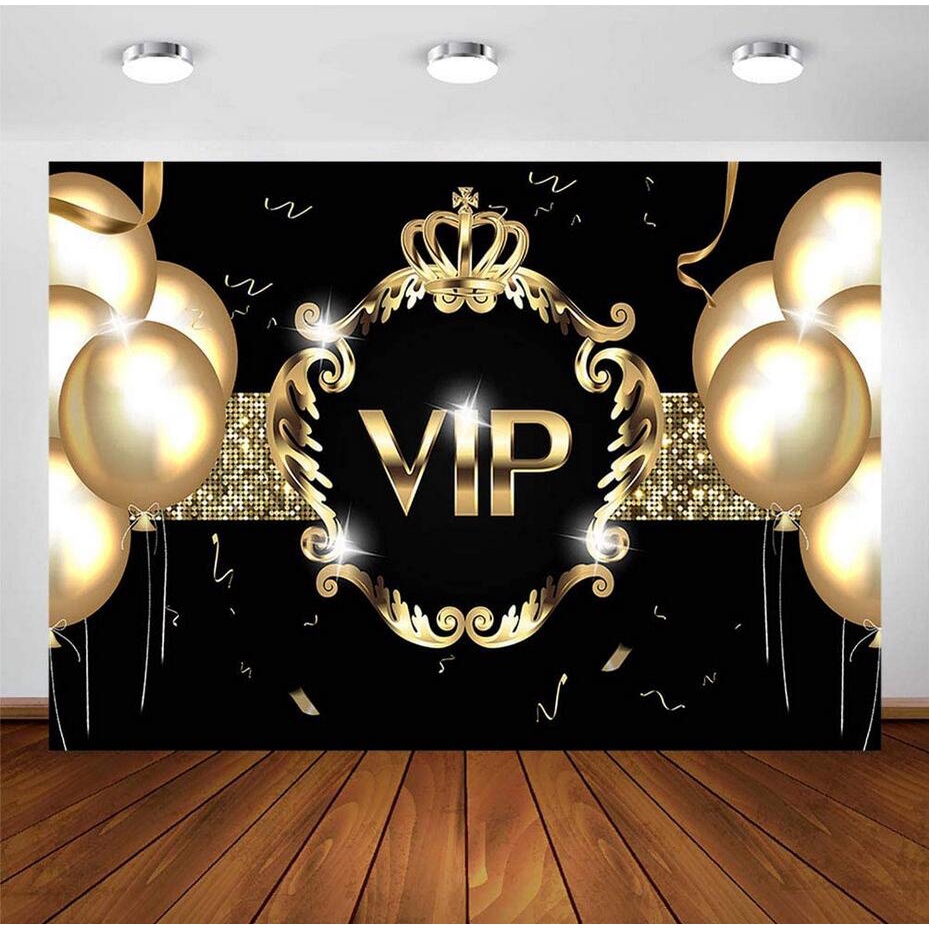 VIP Party Backdrops for Birthday Photoshoot 7x5ft Golden Balloon Black ...