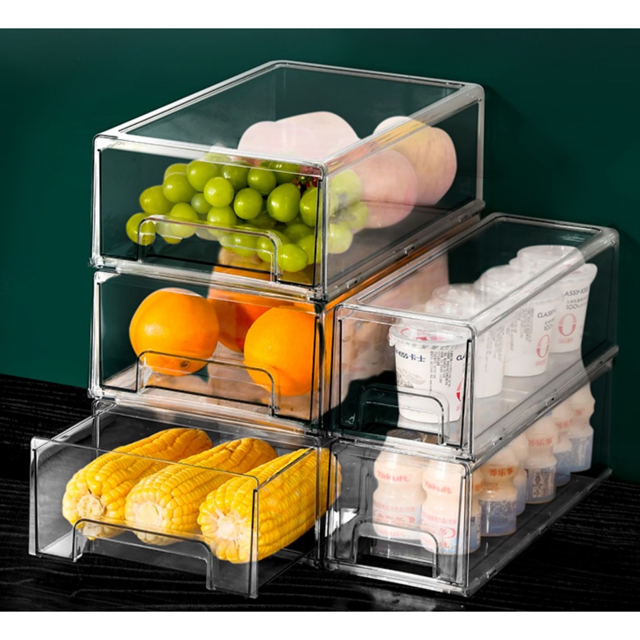 Stackable kitchen storage box Drawer transparent storage box for ...