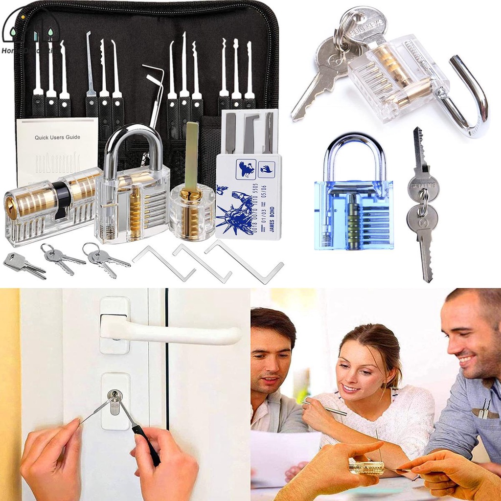 Practice Lock Set Visible Cutaway Transparent Keyed Padlock Training Skill Lock Pick Set ...