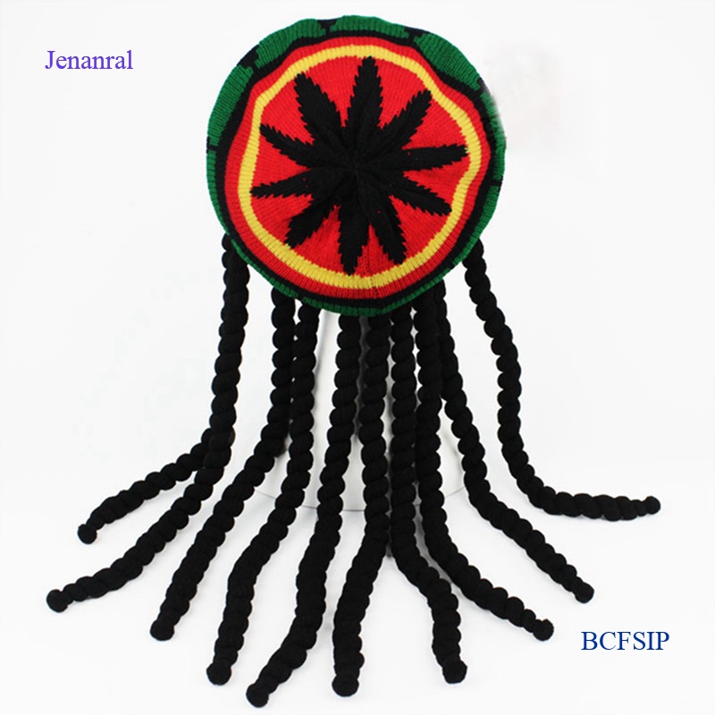 Jenanral Jamaican Headgear Baggy Cap Rasta Beanie Hat Wig Dreadlocks ...