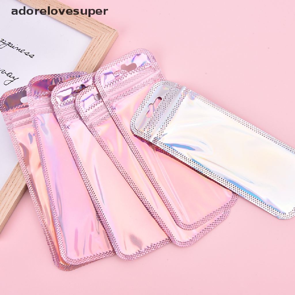 AD1PH 50pcs 4 Styles Laser Packaging Bag Flat Cosmetic Bag Horaphic ...