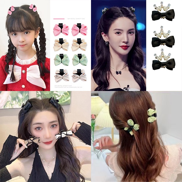 2/pcs Gentle bow small hair clamps princess head mini Hair Pins ...
