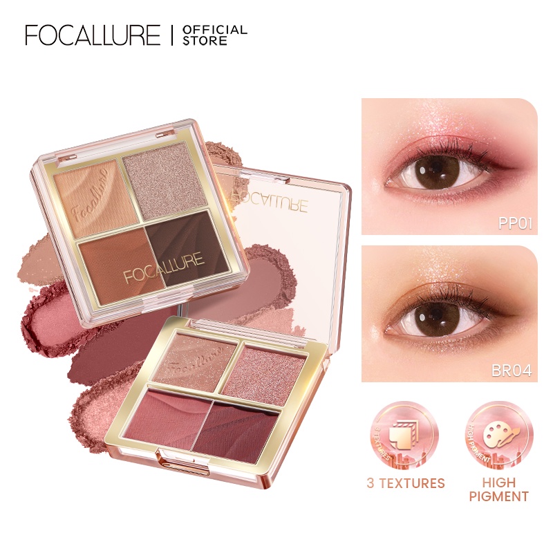 FOCALLURE 4 colors in 1 Eyebrow Powder Palette Eyeshadow Highlighter ...