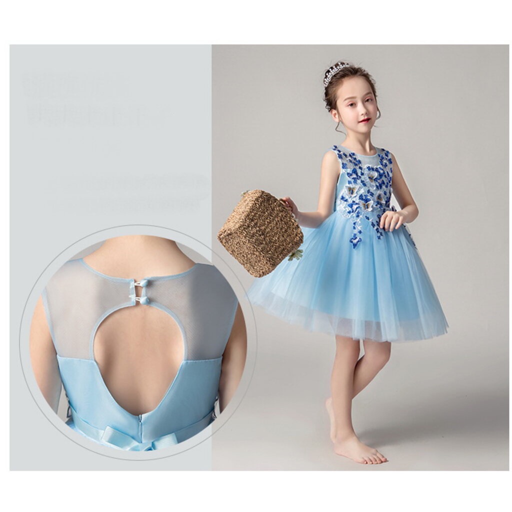 Gd3587-Blue Children's Evening Dress Girls' Party Short Style Beautiful ...