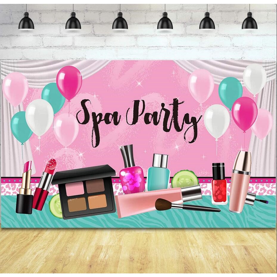 Girl Spa Party Backdrop Sweet Pink Princess Makeup Birthday Photography ...