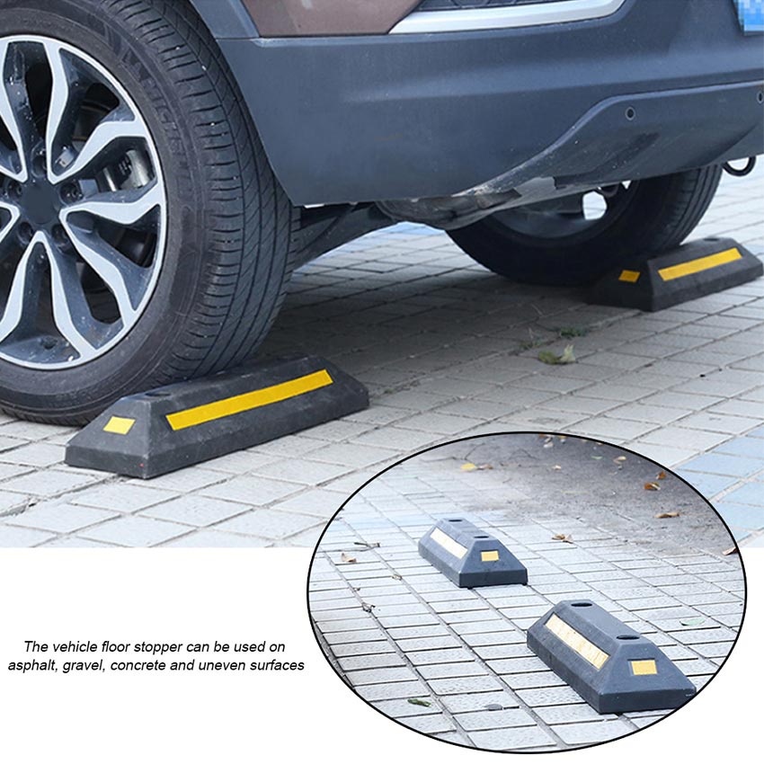 2 Pcs Heavy Duty Rubber Parking Stopper Parking Limiter Wheel Blocker ...