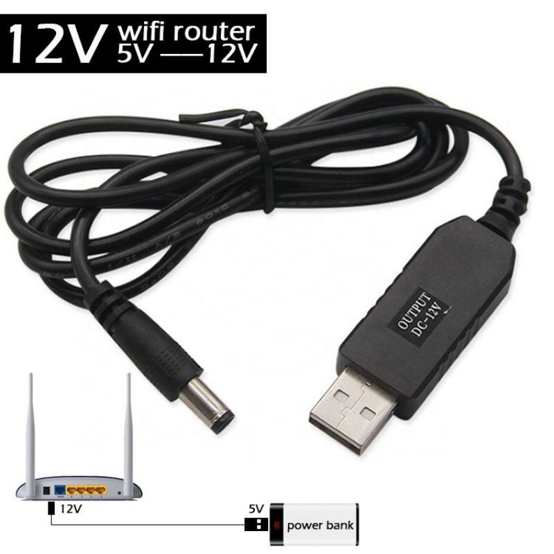 5V to 12V USB Power Cable Booster for Modem/Router Powerbank to Wifi ...