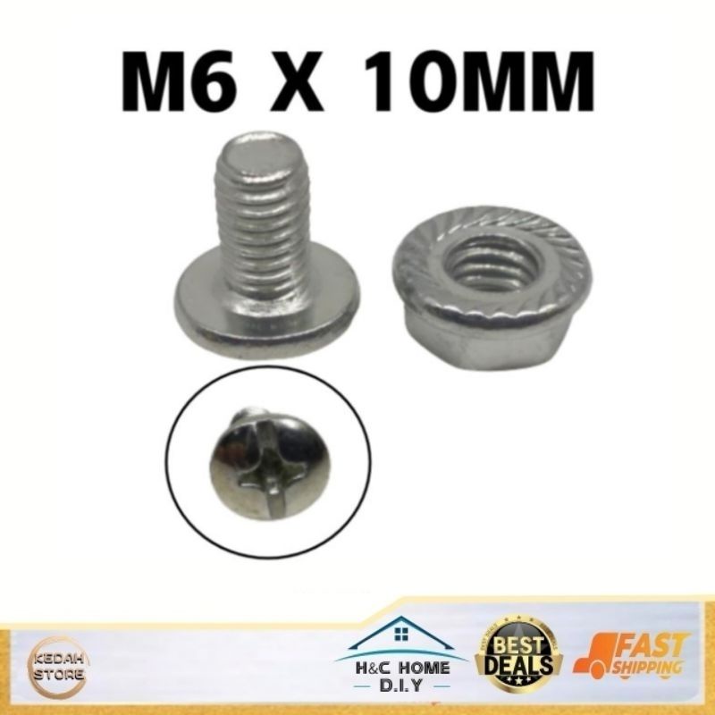 M6 X 10MM Srew Bolts And Flower Nuts For Angle Bar /Skru Rak Besi ...