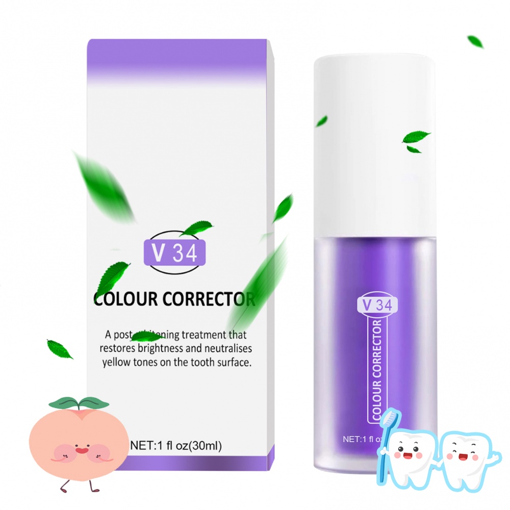 V34 Teeth Whitening Toothpaste Tooth Colour Corrector Conceals Stains ...