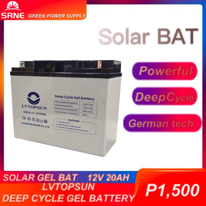 12V 20AH SOLAR GEL Deep Cycle Battery LVTOPSUN. Solar battery | Shopee ...