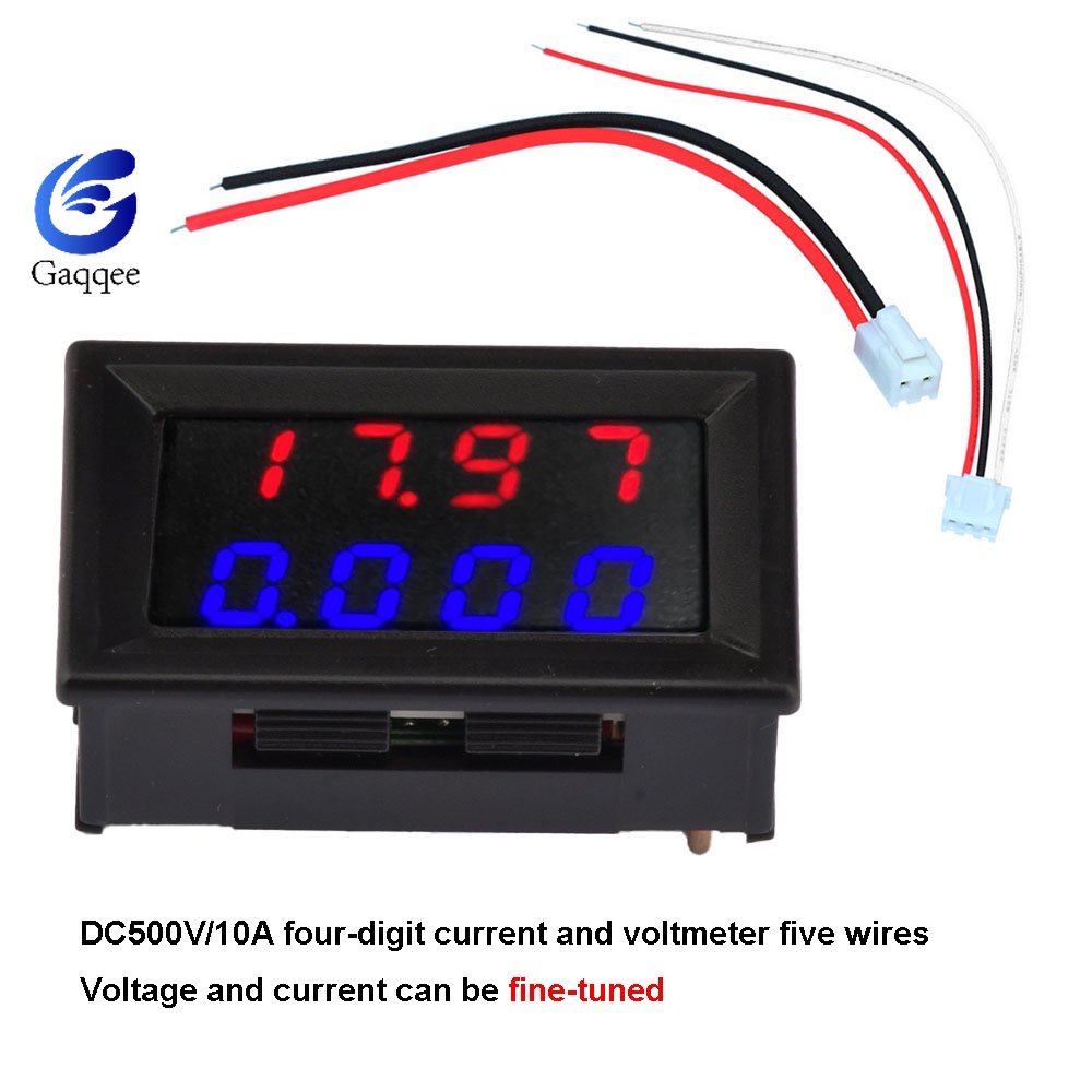Gaqqee Voltmeter DC 500V 10A LED Dual Digital Gauge Ammeter Adjustable ...