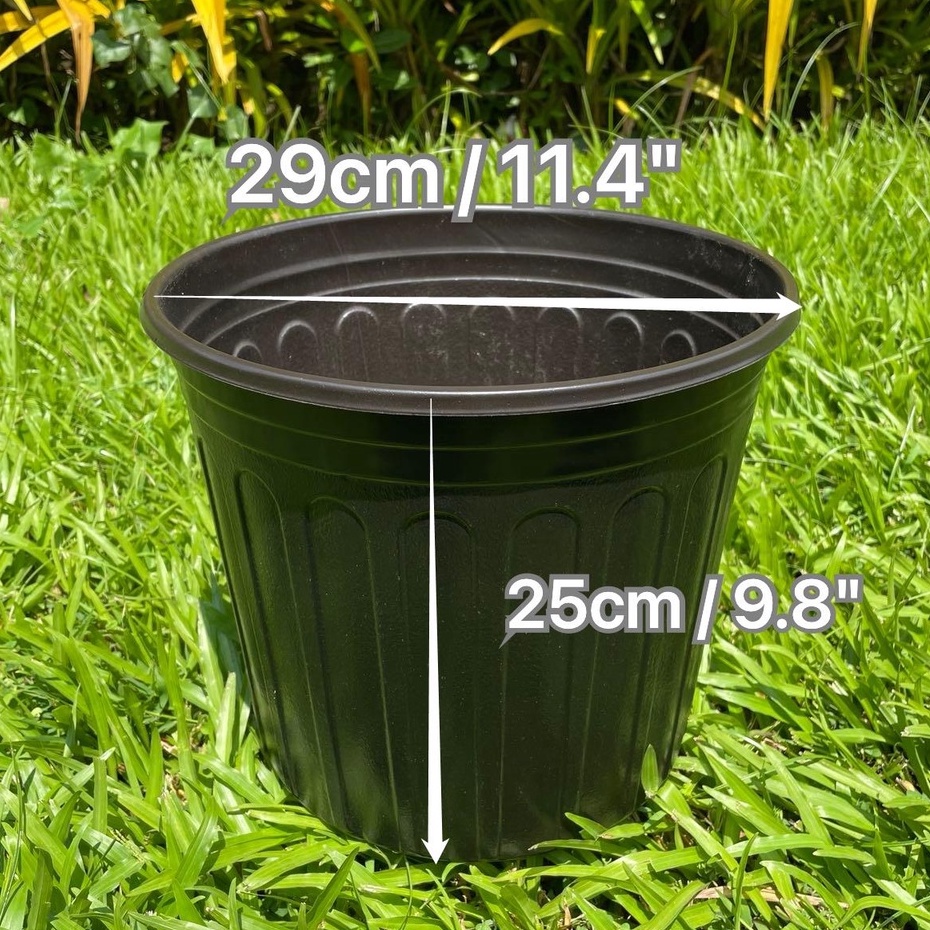 FAMILIFE 1-Dozen/12pcs (16cm-29cm) Long Thick Black PVC Pots/Durable ...