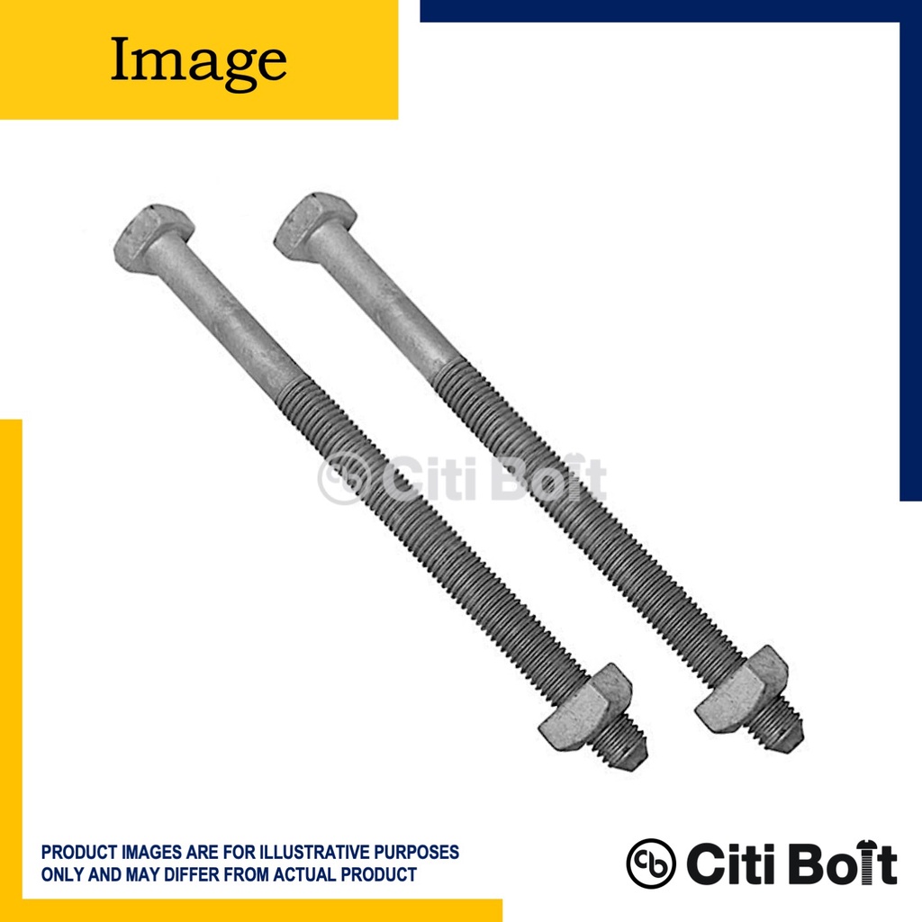 1pc Square Head Machine Bolt w/ Square Nut for Pole Lines - Hot Dip ...