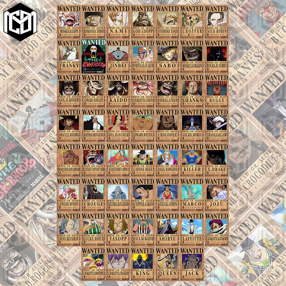 [4 PIECES RANDOM ANIME POSTER ] ONE PIECE ANIME MINI WANTED POSTER 9.5 ...