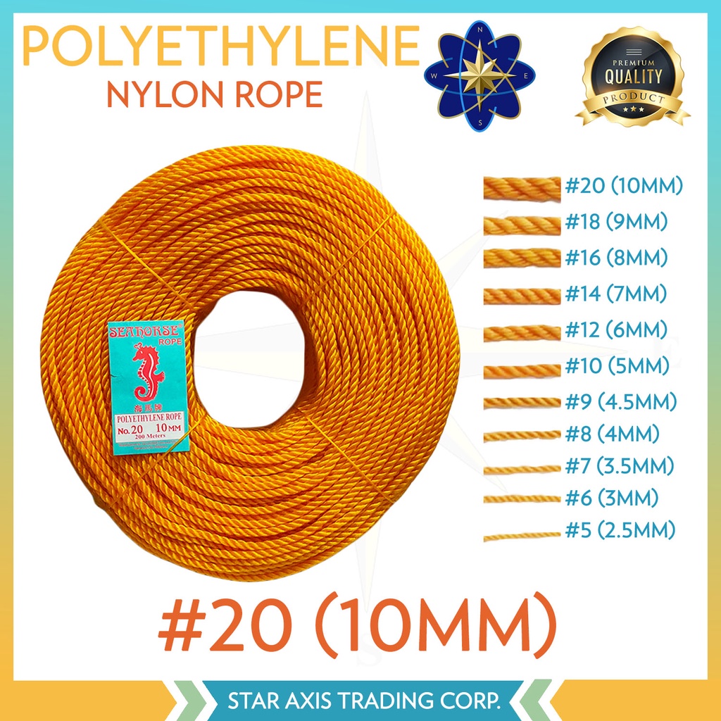 POLYETHYLENE NYLON ROPE / LUBID / TALI - NO. 20 ( 10 MM ) 200 METERS ...
