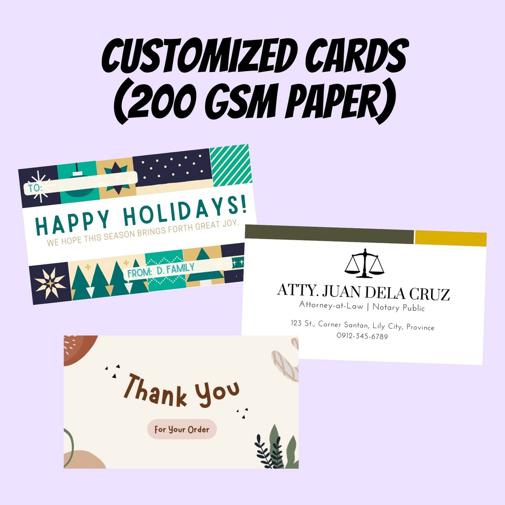 24 PCS. Customized Thank You Cards & Calling Cards | David_Merch ...