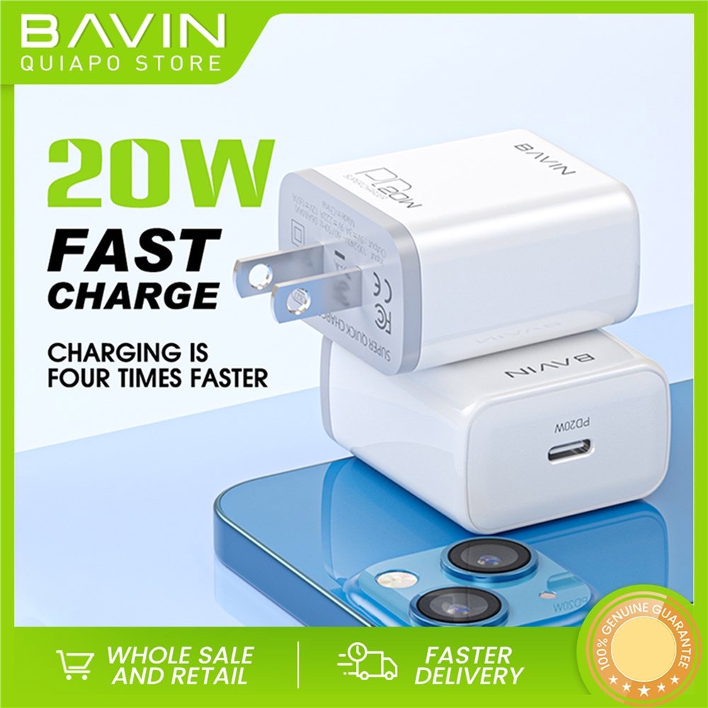 BAVIN 【PC827】 20W PD Super Fast Charger USB-C Port Portable Size ...