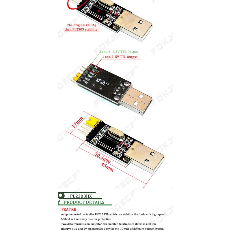 CP2102 Micro USB 2.0 to UART TTL 5PIN Connector Module Serial Converter ...