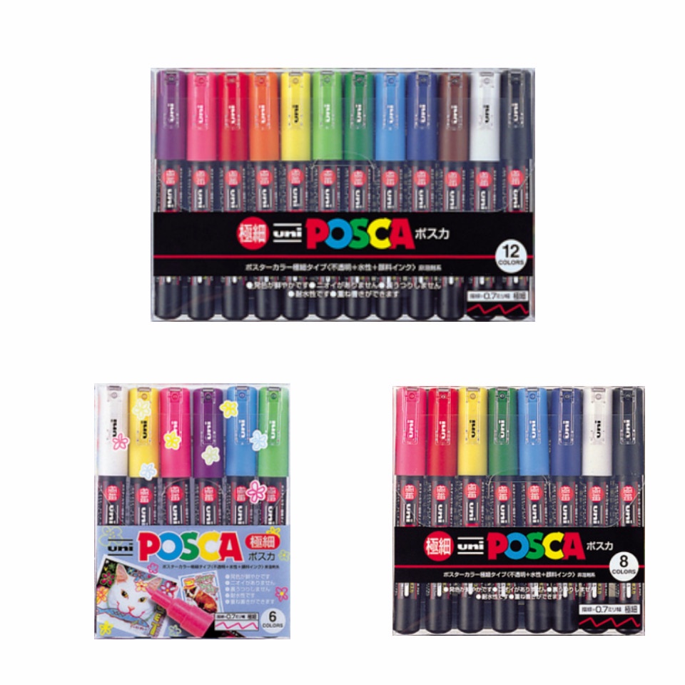 Japan uni POSCA Paint Marker Pen Extra Fine Point 6,8,12 color set ...