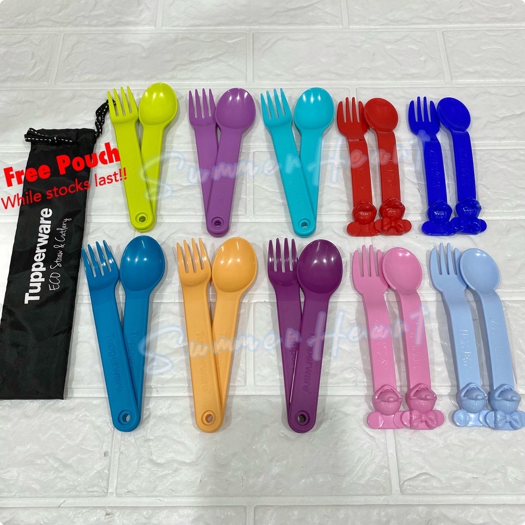 Tupperware Cutlery Set with Pouch (Spoon+Fork) | Shopee Philippines