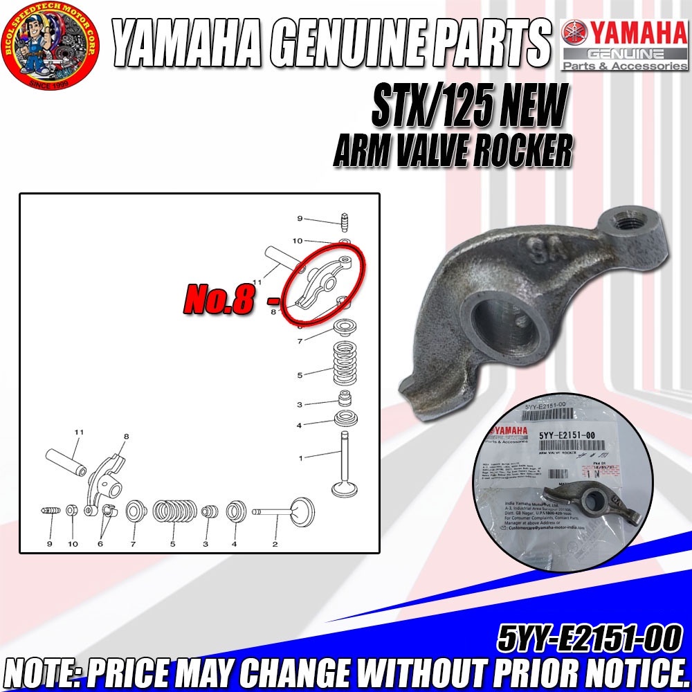 STX/125 NEW ARM VALVE ROCKER (YGP) (GENUINE:5YY-E2151-00) | Shopee ...