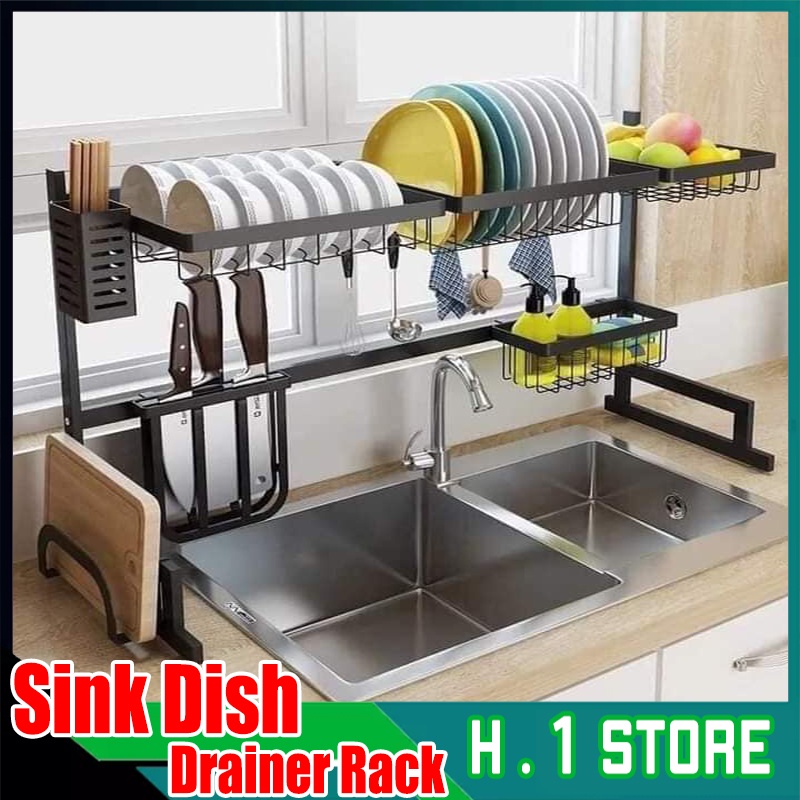 KITCHEN SINK COUNTER DISH RACK STAINLESS STEEL PLACE BOWL [PLATE DRAIN ...