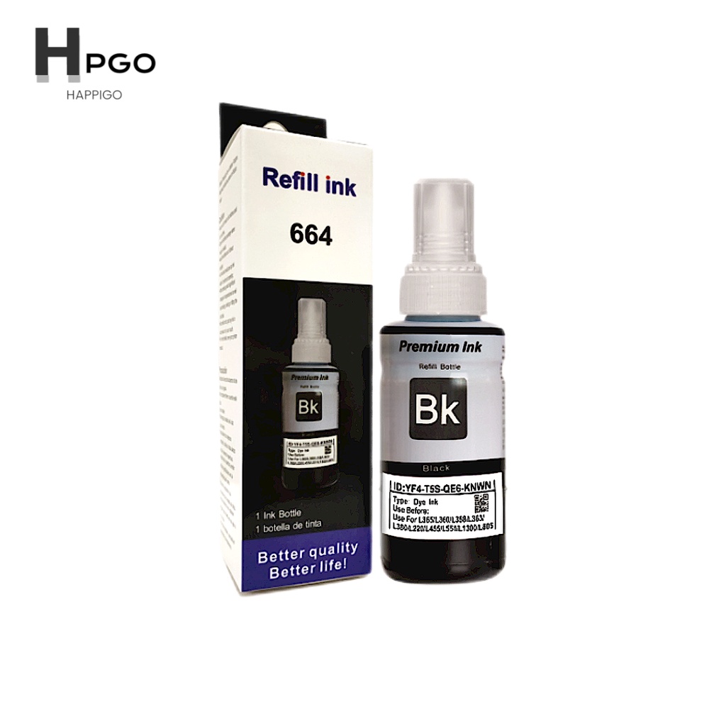 Epson Black 664 Refill ink Compatible For Epson L120 L360 L301 L310 L130 L565 L300 Printers 70ML ...