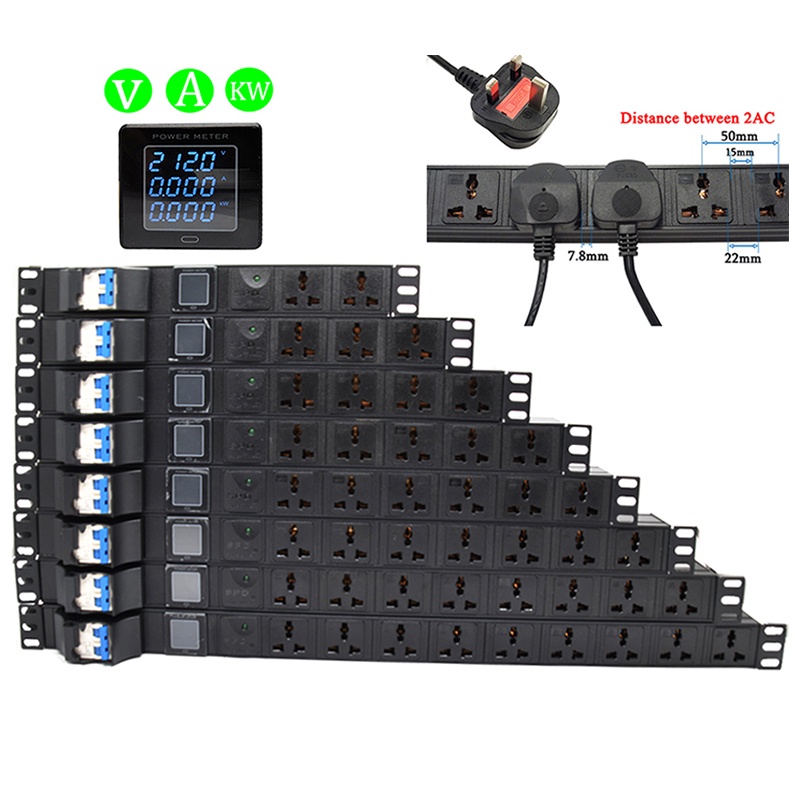 Power distribution unit PDU cabinet multi-function digital display board, 16A air switch with ...