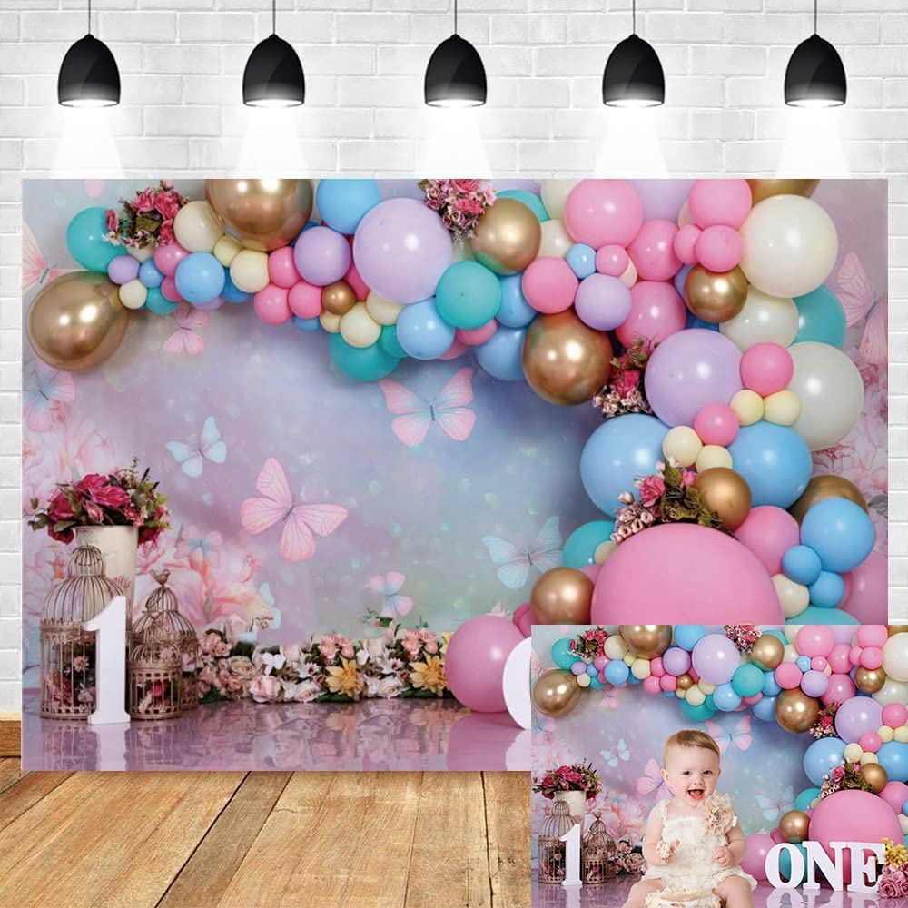 Baby Shower Kids Girl Children 1st Birthday Party Backdrop Colorful ...