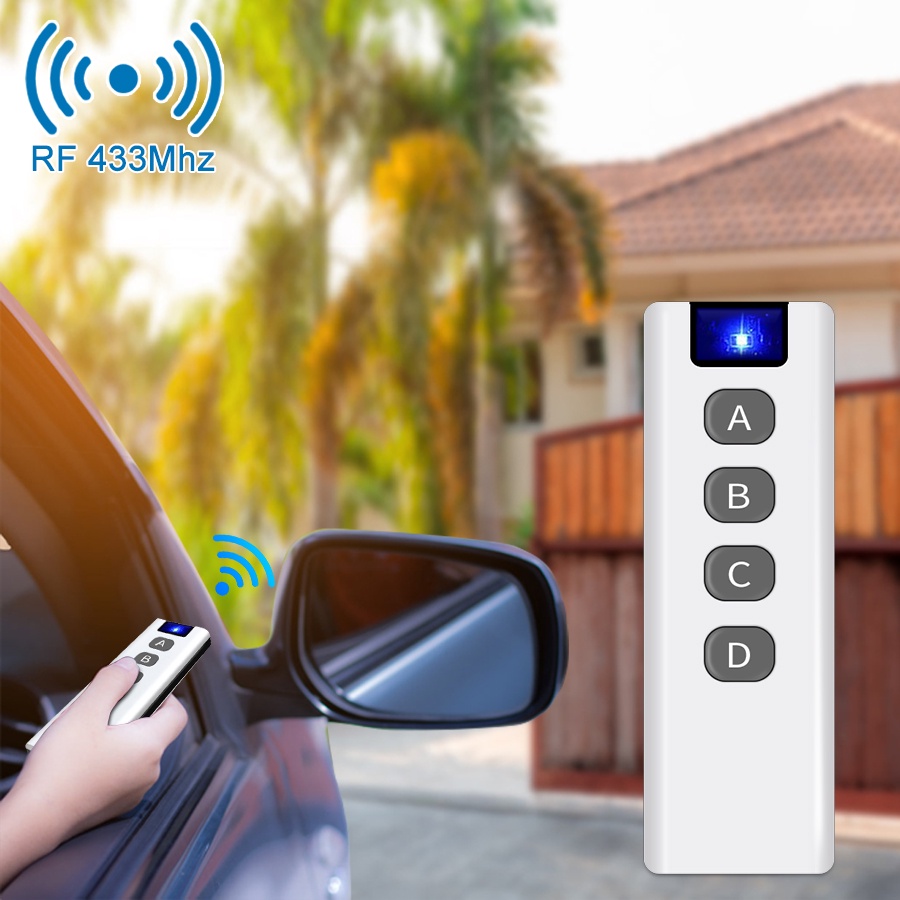 433Mhz Transmitter RF Remote Control Universal Wireless 4 Buttons 1527 Learning Code For Light ...