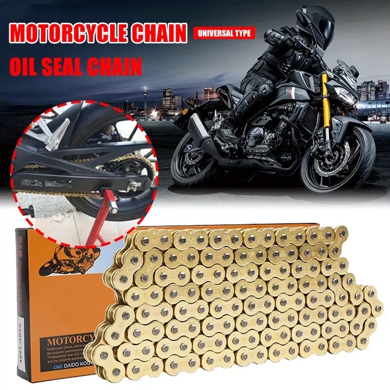 Universal Motorcycle Chain Oil Seal Golden Chain DID 520 Chains 120 Links ATV Off Road Racing ...