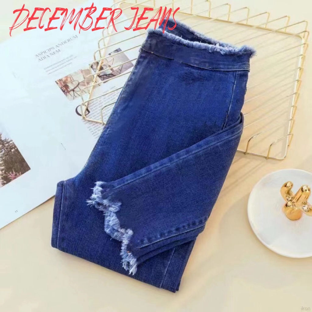 December Jeans Women High Waist Elastic Stretch Tight-fitting Solid ...