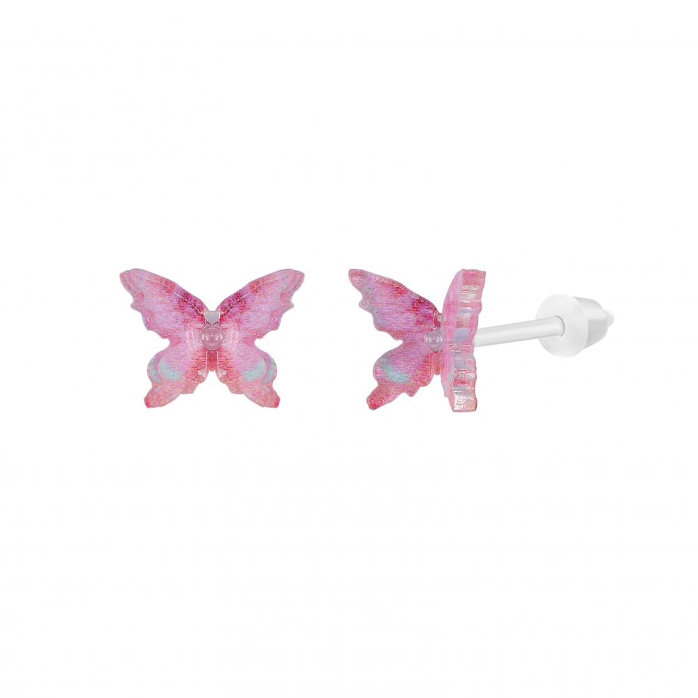 1 Pair Butterfly Stud Earrings Hypoallergen Multicolor Resin Ear ...