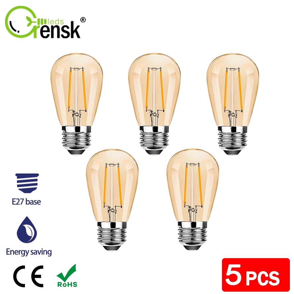 E27 Vintage LED Edison Bulb 1W 2W S14 Plastic LED Filament Bulbs 2700K ...
