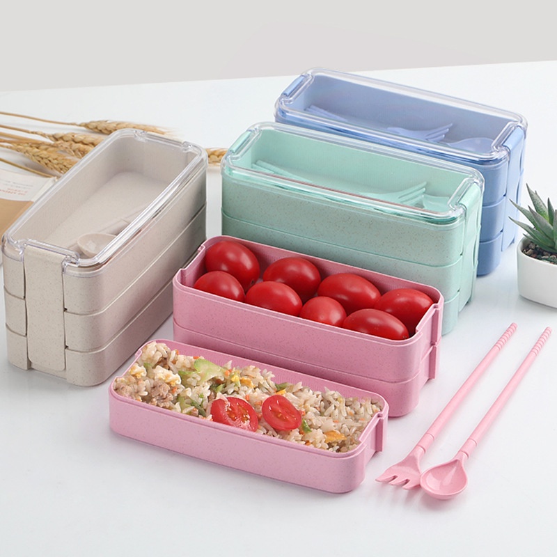 s4 3 Layers Lunch Box Japanese Style Food Fruit Container Storage ...