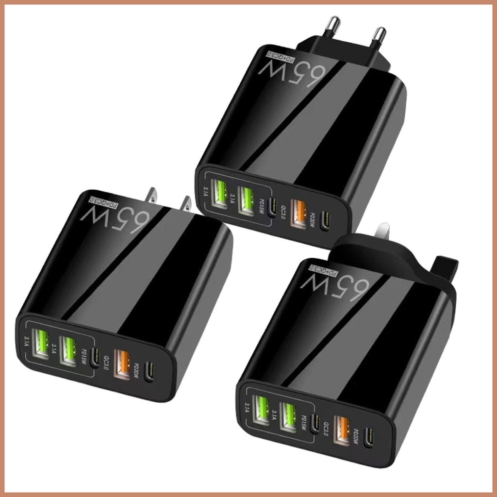 Phone USB C Charger 5-Port Quick Charging Wall Chargers with Built-In ...