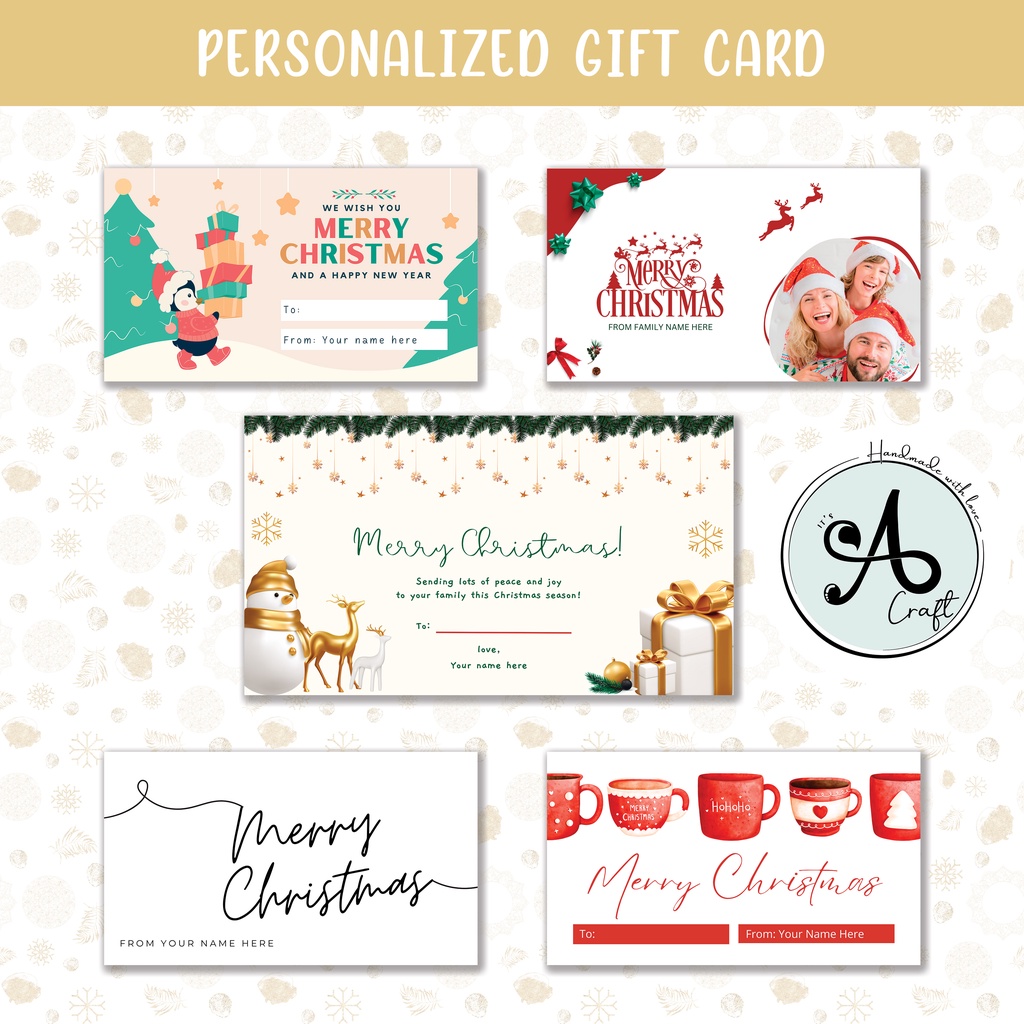 Personalized Gift Card | Christmas Card | Christmas Gift Card | 10pcs ...
