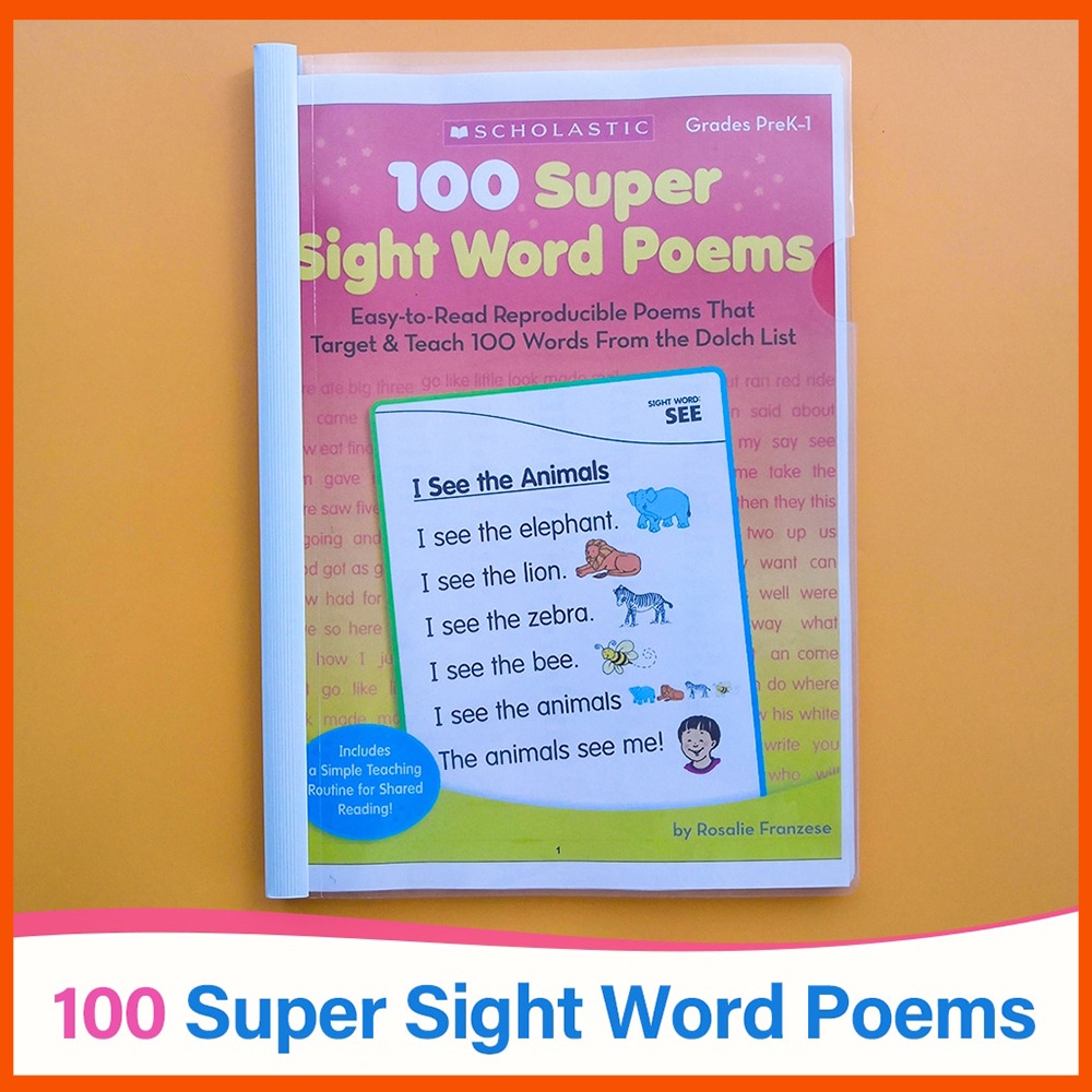 100 Super Sight Word Poems Books for Kids English Phonics Teaching Aids ...