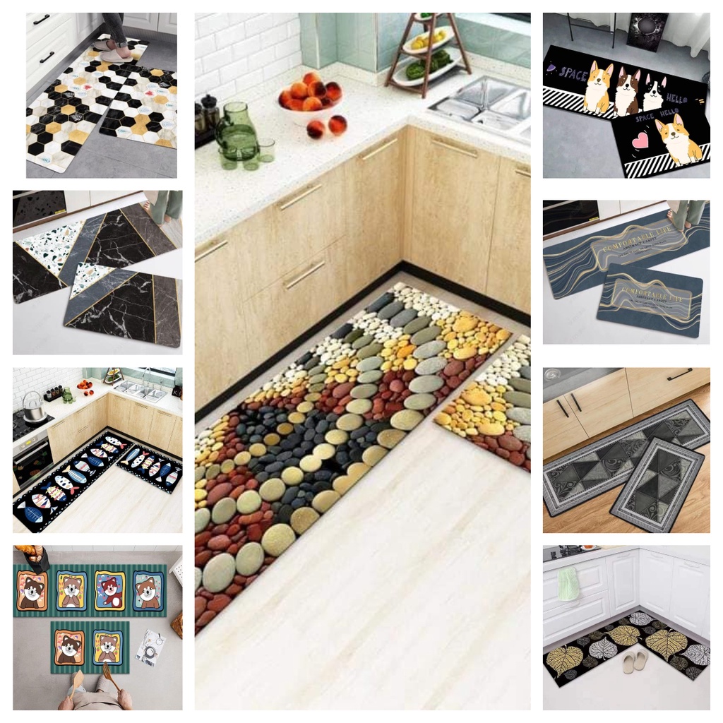 2 in 1 Kitchen Mat Non-slip Patterns Modern Mat | Shopee Philippines
