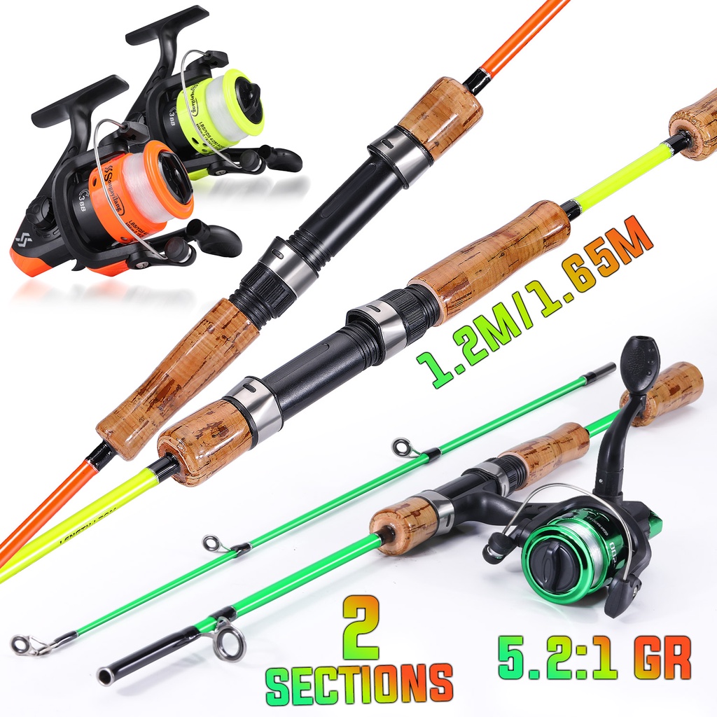 Fishing Rod Set Spinning Fishing Rod Ultralight Body Carbon 1.2/1.65m ...