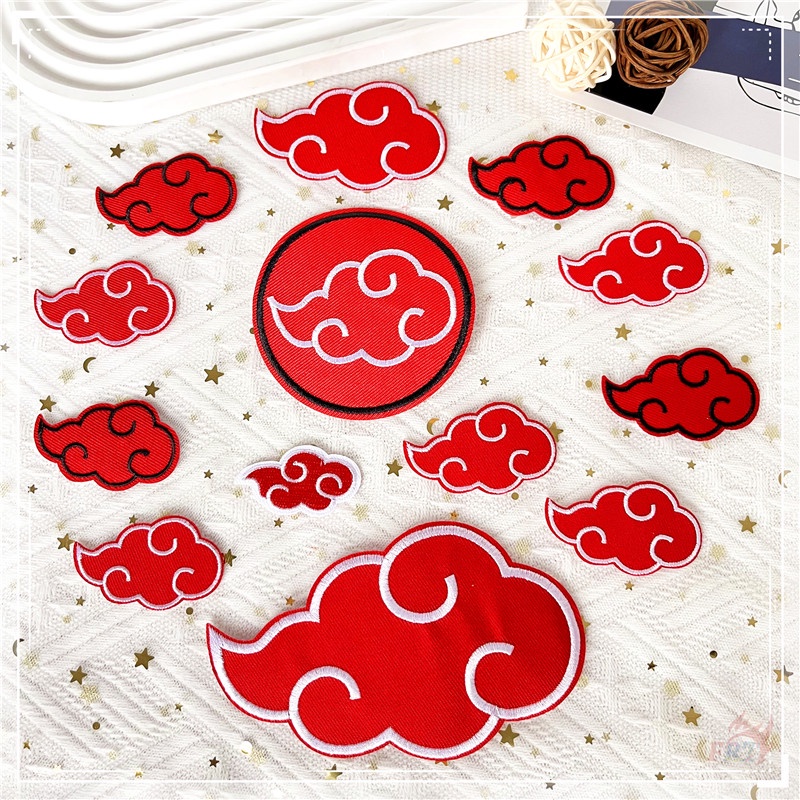 Naruto Akatsuki - Red Cloud Iron-On Patch ♚ 1Pc Anime DIY Sew on Iron ...