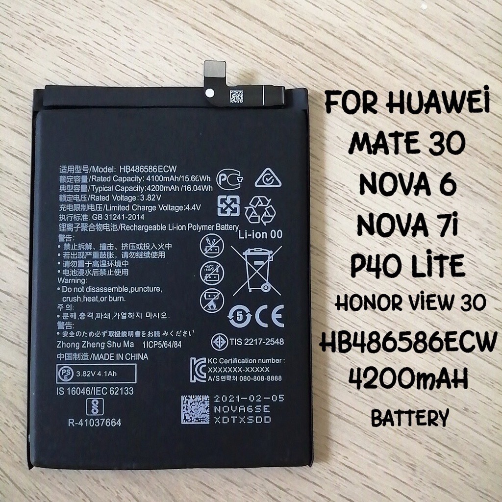 ORI Huawei Mate 30 Nova 6 Nova 7i P40 Lite KOB-L09 NOVA 3I Battery ...